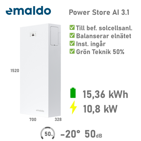 Emaldo Power Store AI 3.1 - 15,36 kWh 10,8 kW – Batterilager.nu
